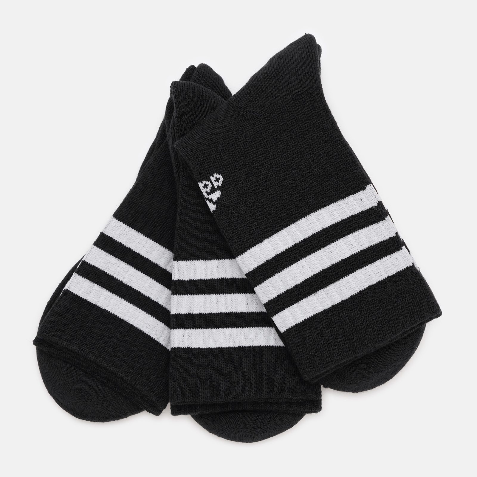 Adidas ถุงเท้า 3-Stripes Cushioned Crew Socks 3 Pairs | Black/White ...