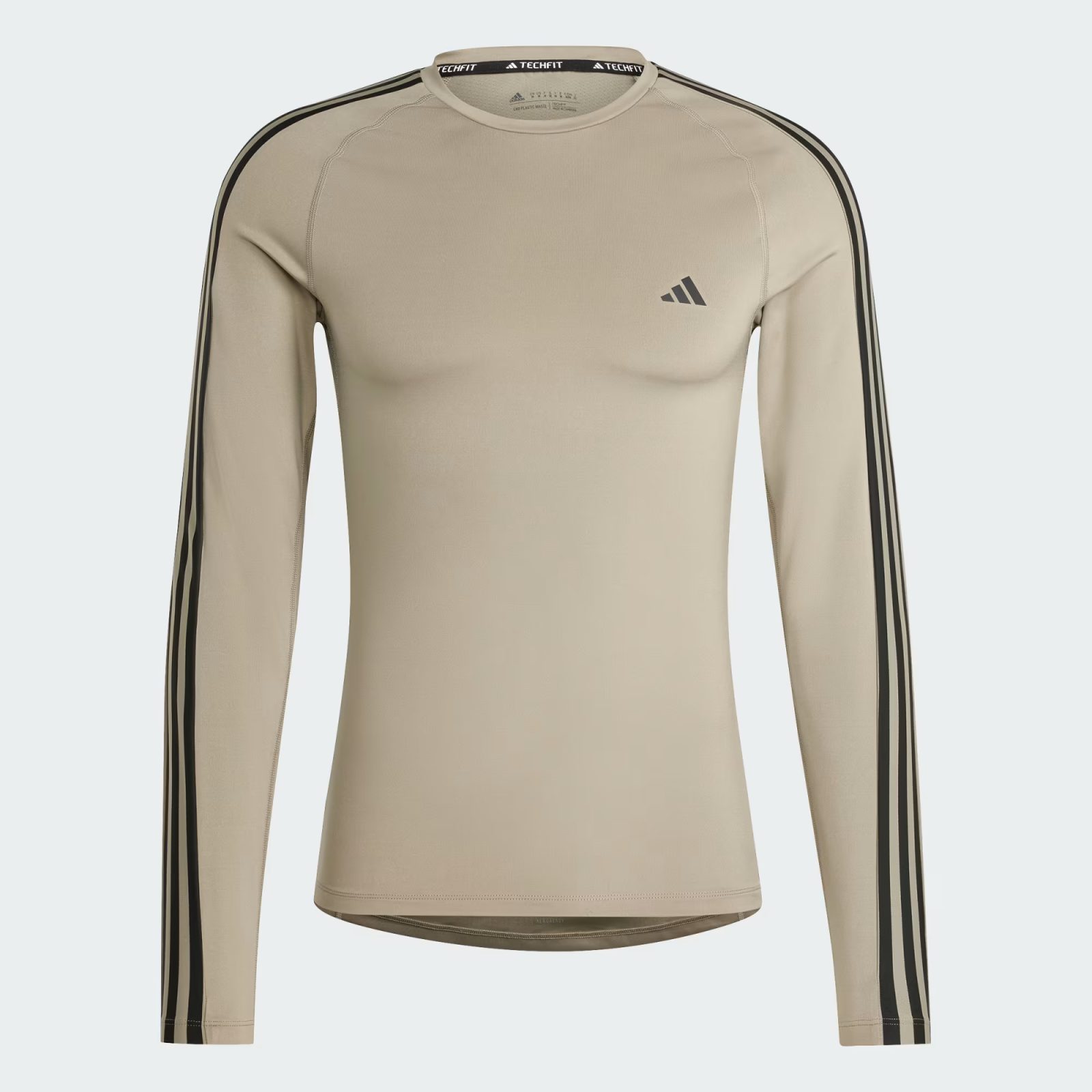 Adidas เสื้อกีฬารัดกล้ามเนื้อแขนยาวผู้ชาย Techfit 3-Stripes Training ...
