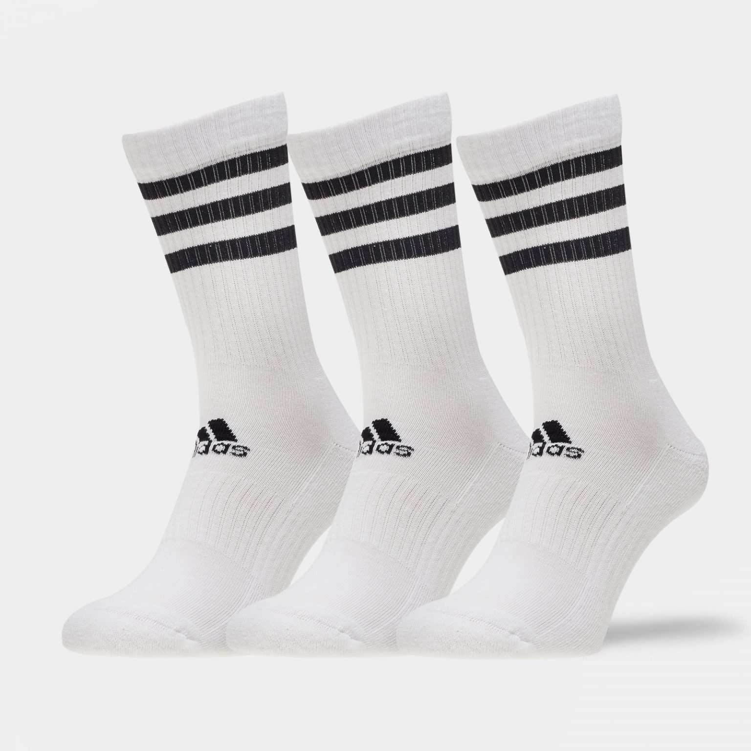 Adidas ถุงเท้า 3-Stripes Cushioned Crew Socks 3 Pairs | White/White ...