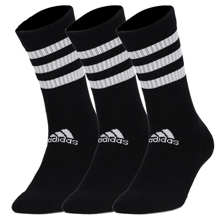 Adidas ถุงเท้า 3-Stripes Cushioned Crew Socks 3 Pairs | Black/Black ...