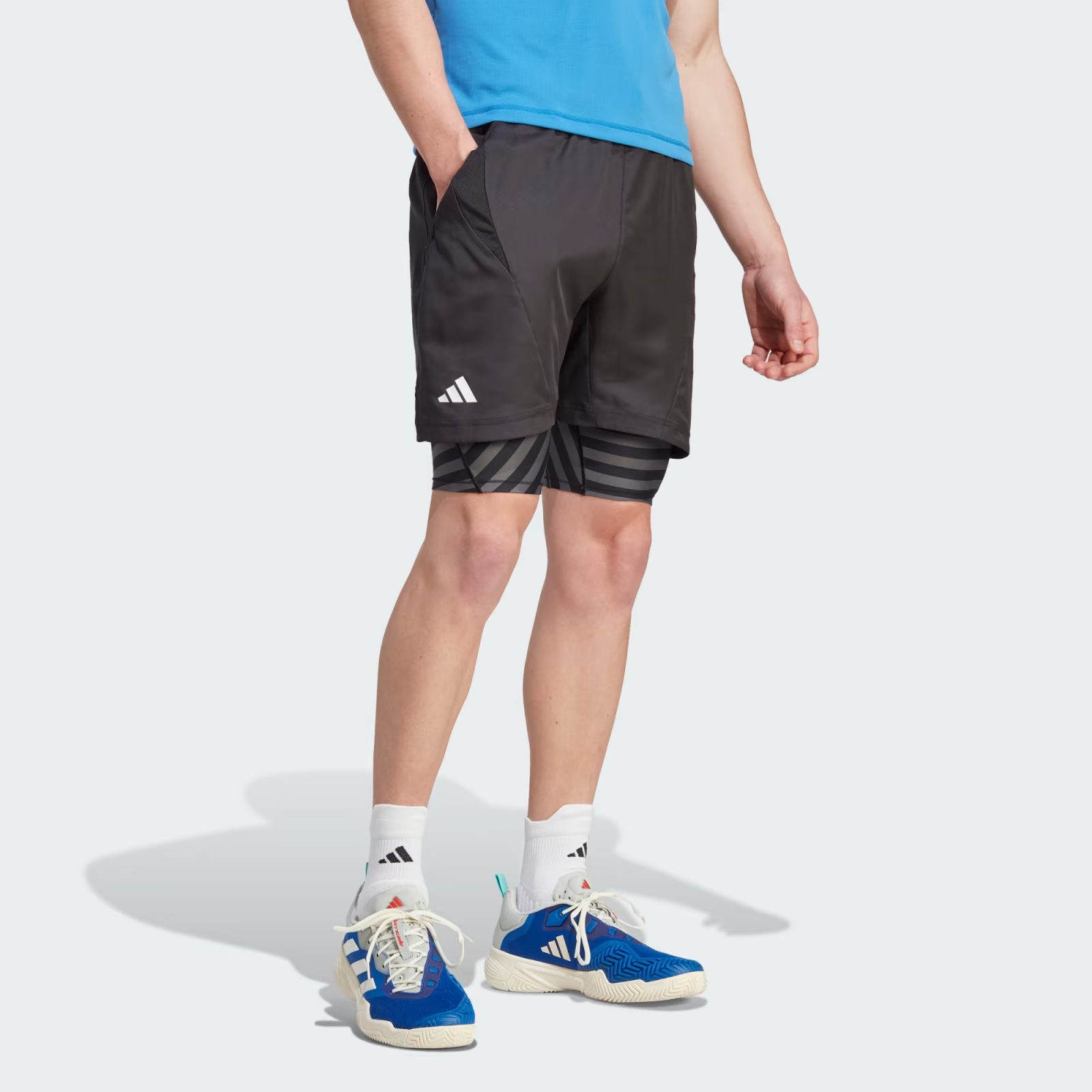 Adidas กางเกงเทนนิสผู้ชาย Tennis AEROREADY Two-in-One Pro Shorts ...