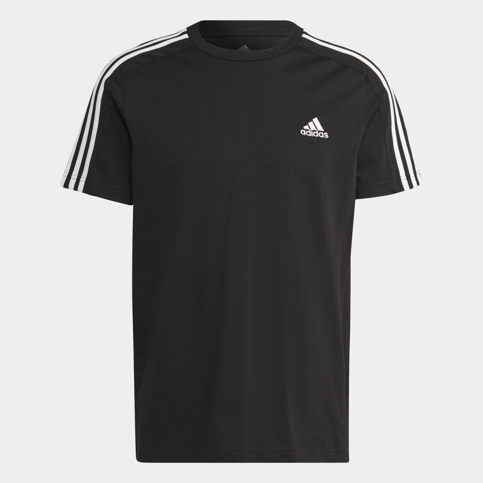 Adidas เสื้อกีฬาผู้ชาย Essentials Single Jersey 3-Stripes Tee | Black ...