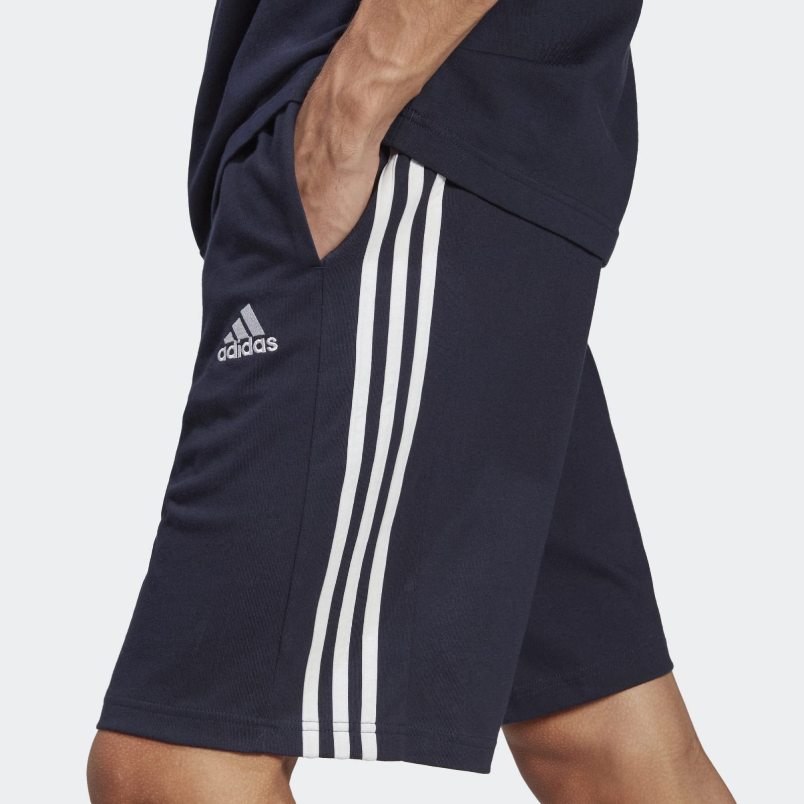 Adidas กางเกงกีฬาขาสั้นผู้ชาย Essentials Single Jersey 3-Stripes Shorts ...