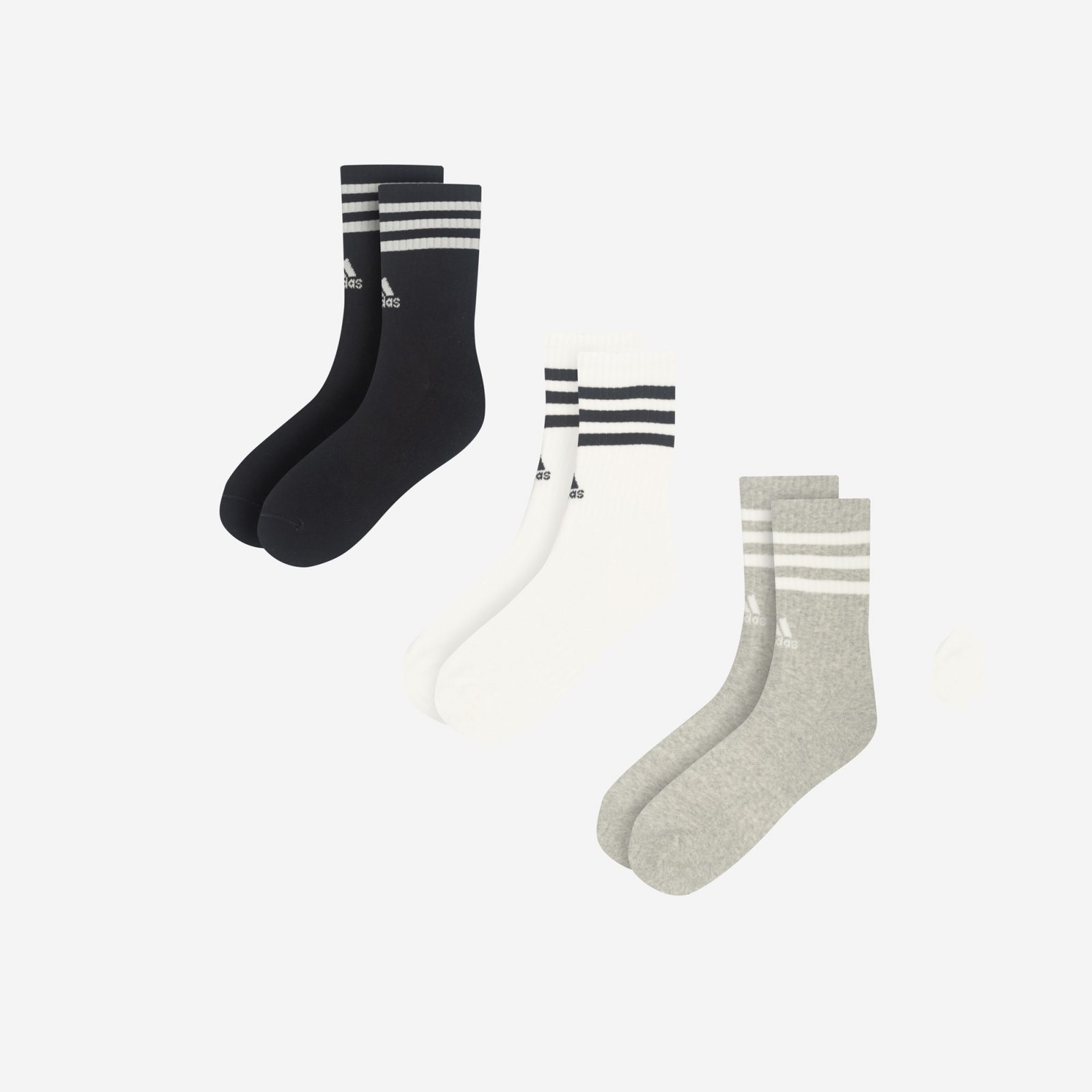 Adidas ถุงเท้า 3-Stripes Cushioned Crew Socks 3 Pairs | Medium Grey ...