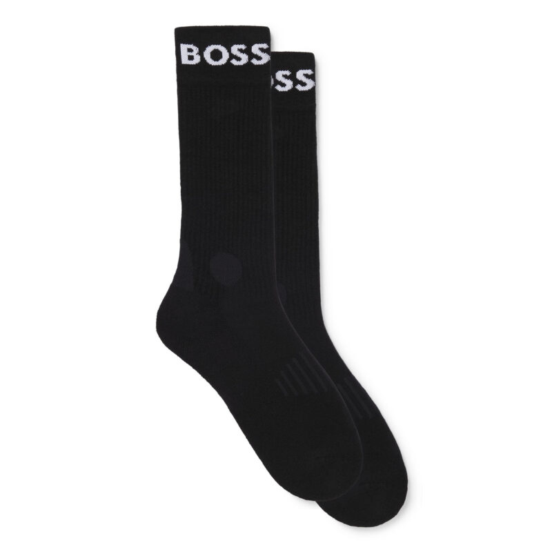 Boss ถุงเท้า Two-pack of quarter-length socks in stretch fabric | Black ...